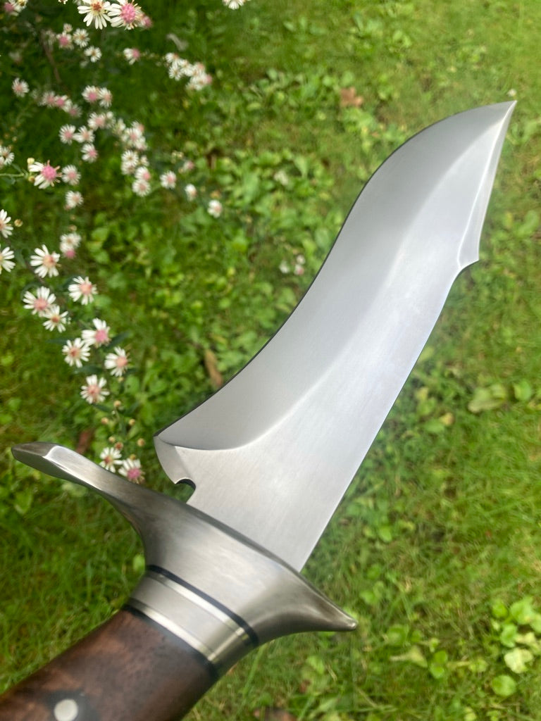Large recurve Bowie with false edge – KD Knives